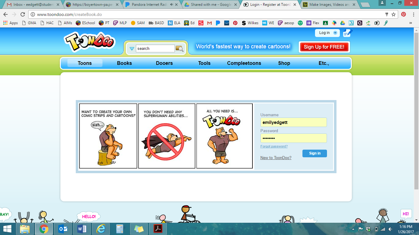 ToonDoo Comic Strip Directions