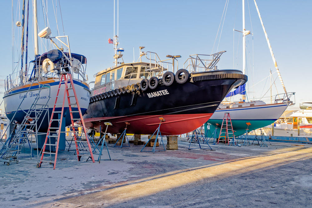 Tampa Bay Pilot Boats on Jacks At Maximo Marina Boatyard, St ...