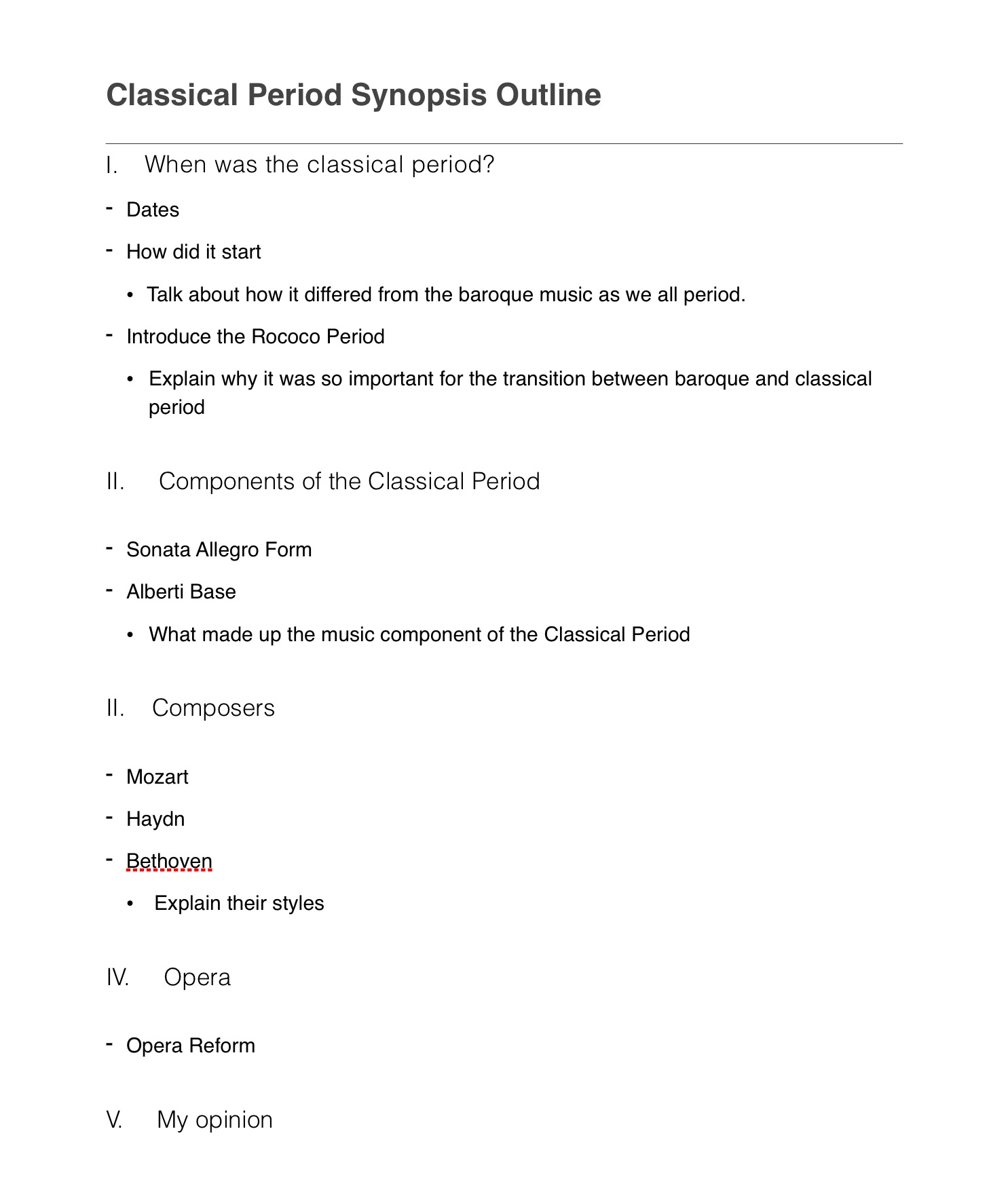 Classical Period Outline