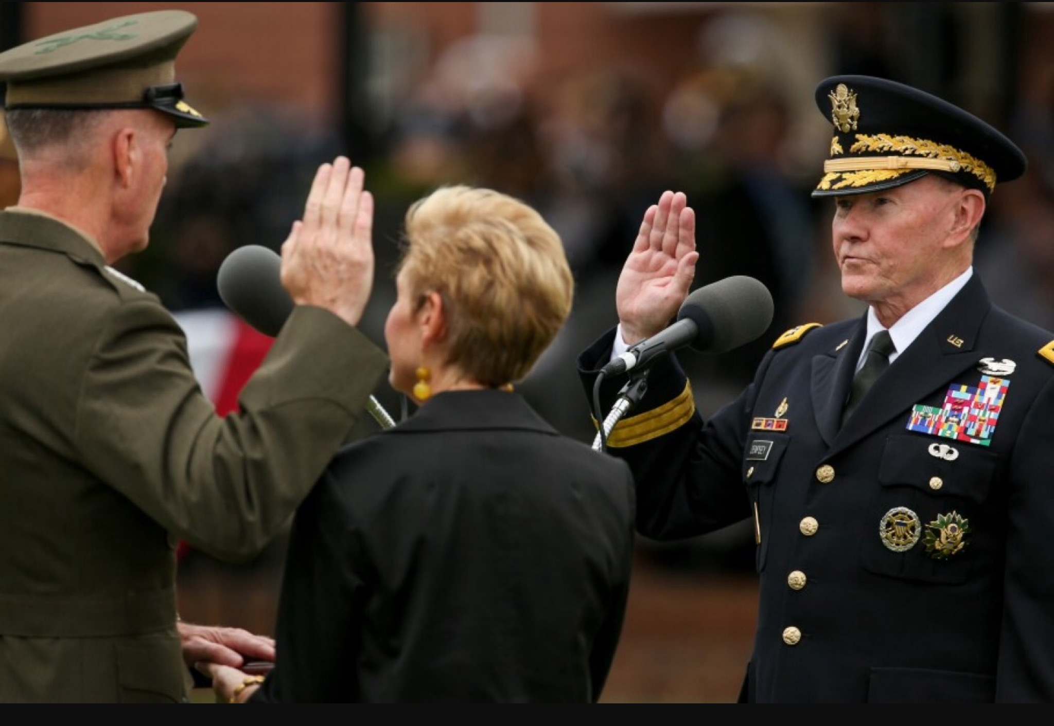 Officers leading