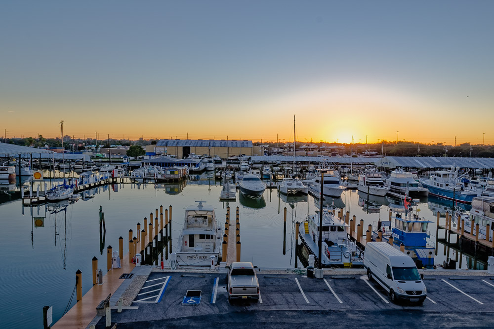 Sunrise over Tampa Bay and Maximo Marina, St. Petersburg, Florida on ...
