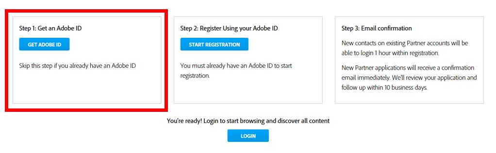 Instructions to Access the Adobe Solution Partner Training Center