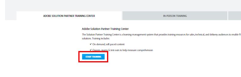 Instructions to Access the Adobe Solution Partner Training Center