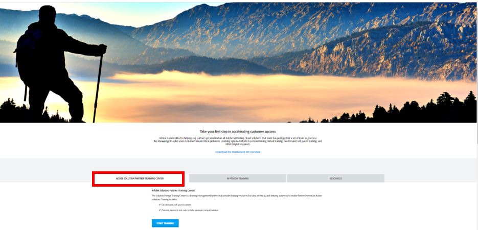 Instructions to Access the Adobe Solution Partner Training Center